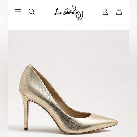 Sam Edelman | Shoes | Sam Edelman Gold Crackle Pointed Toe Pump | Poshmark